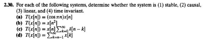 Solved 2.30. For each of the following systems, determine | Chegg.com
