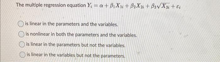 Solved The multiple regression equation | Chegg.com