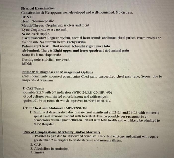 Solved PHYSICIAN QUERY PROCESS: This is individual work not | Chegg.com