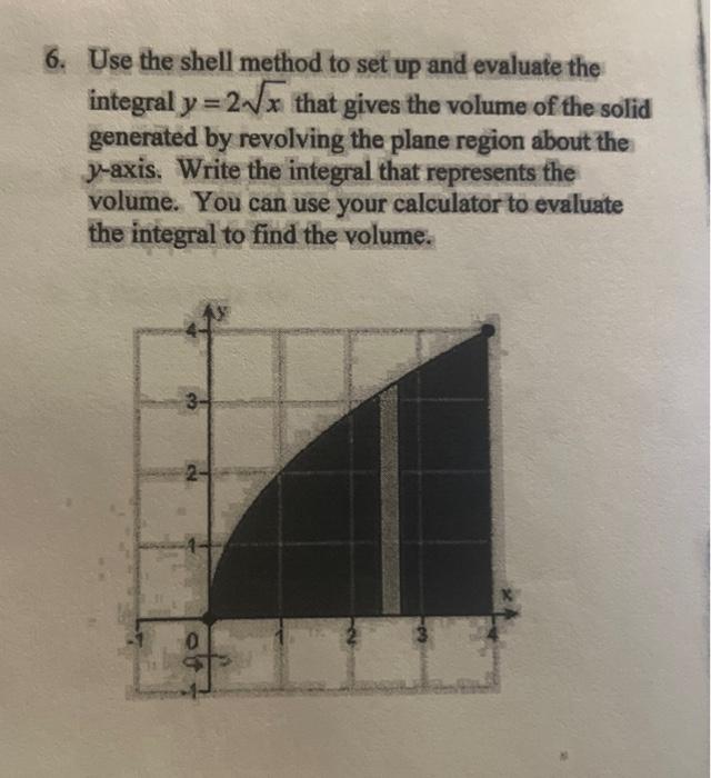 Solved 6. Use the shell method to set up and evaluate the | Chegg.com