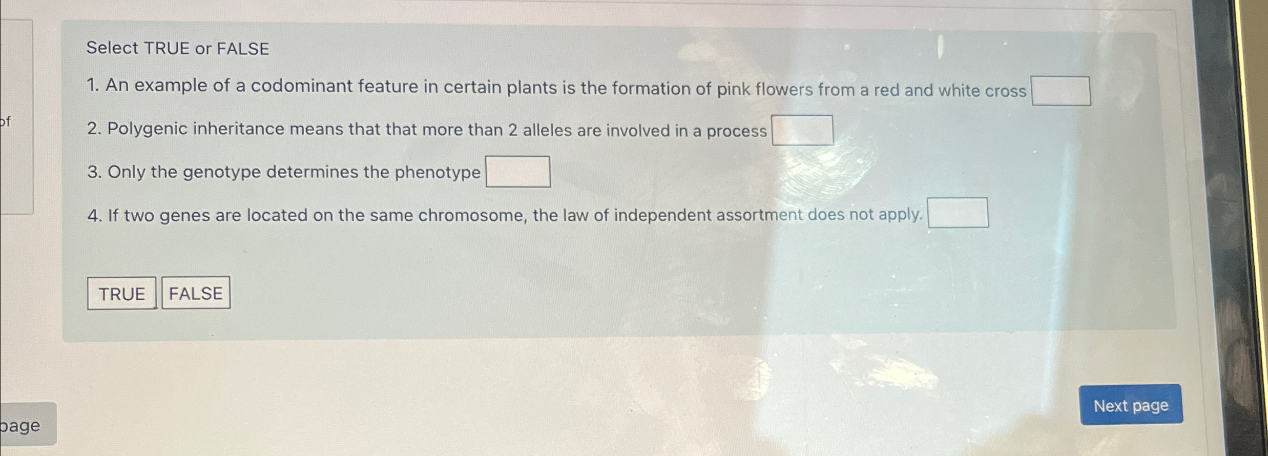 Solved Select TRUE or FALSEAn example of a codominant | Chegg.com