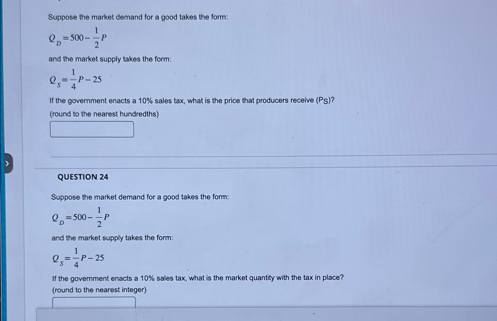 Solved Suppose the market demand for a good takes the | Chegg.com