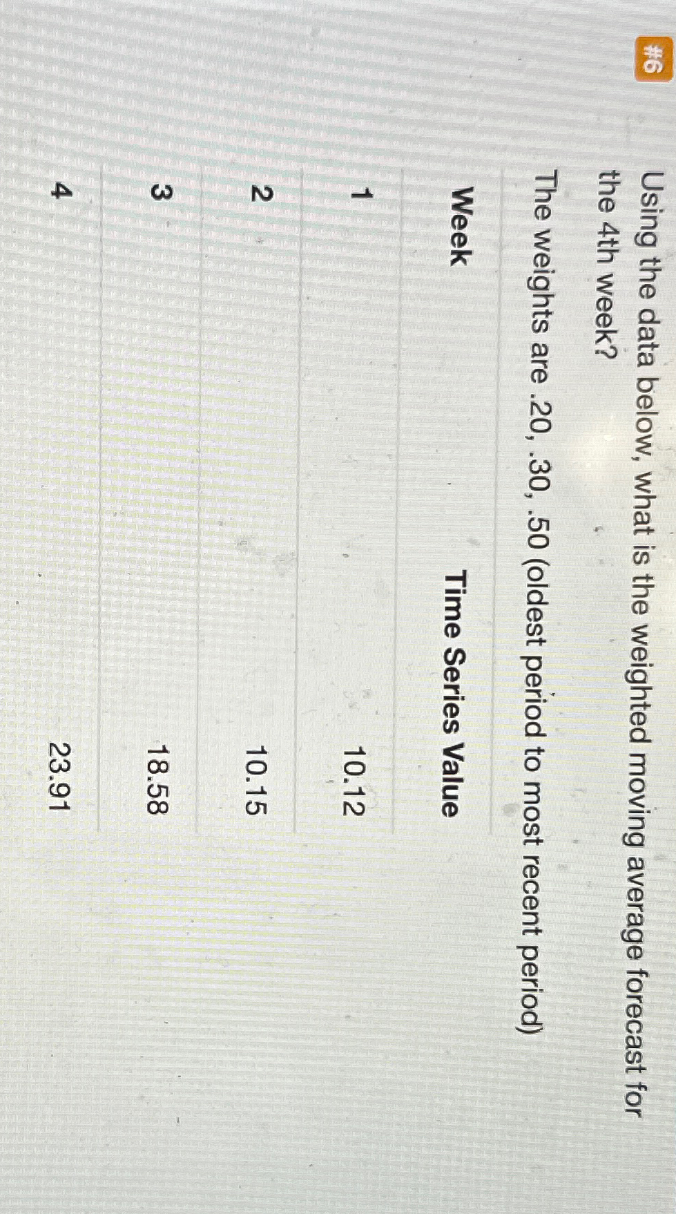 Solved Using the data below, what is the weighted moving | Chegg.com