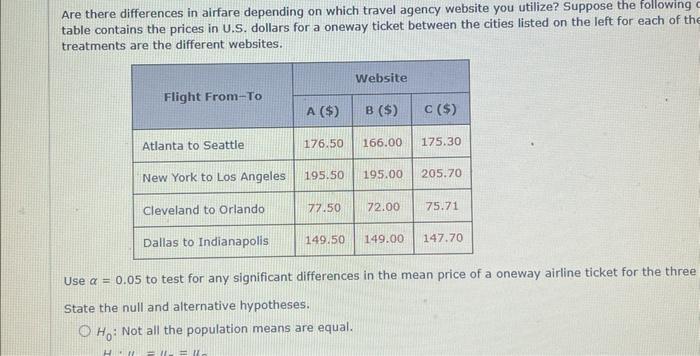 Solved Are there differences in airfare depending on which | Chegg.com