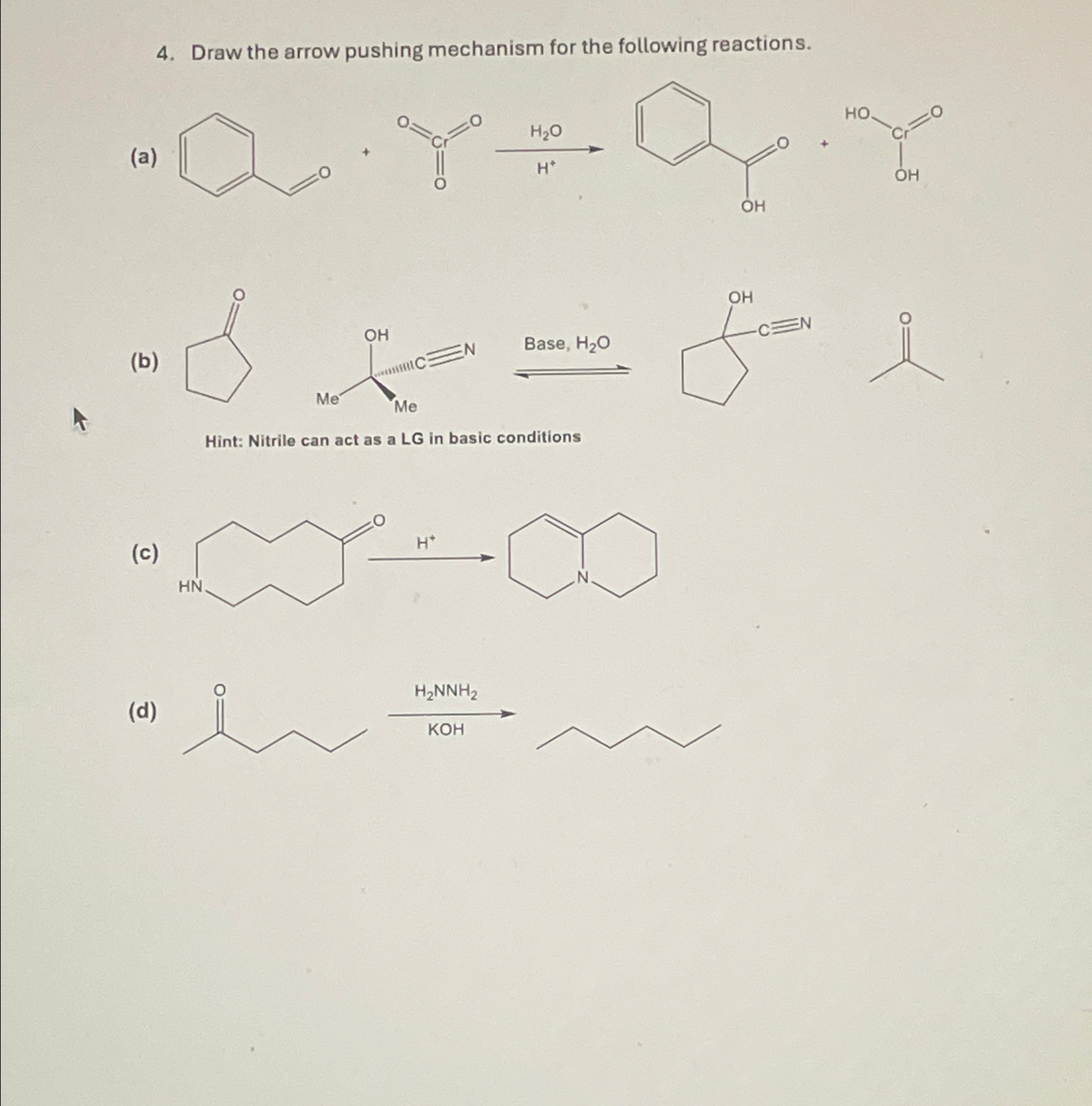 Draw the arrow pushing mechanism for the following | Chegg.com