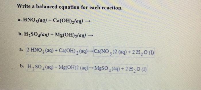 Solved Write a balanced equation for each reaction. a. | Chegg.com