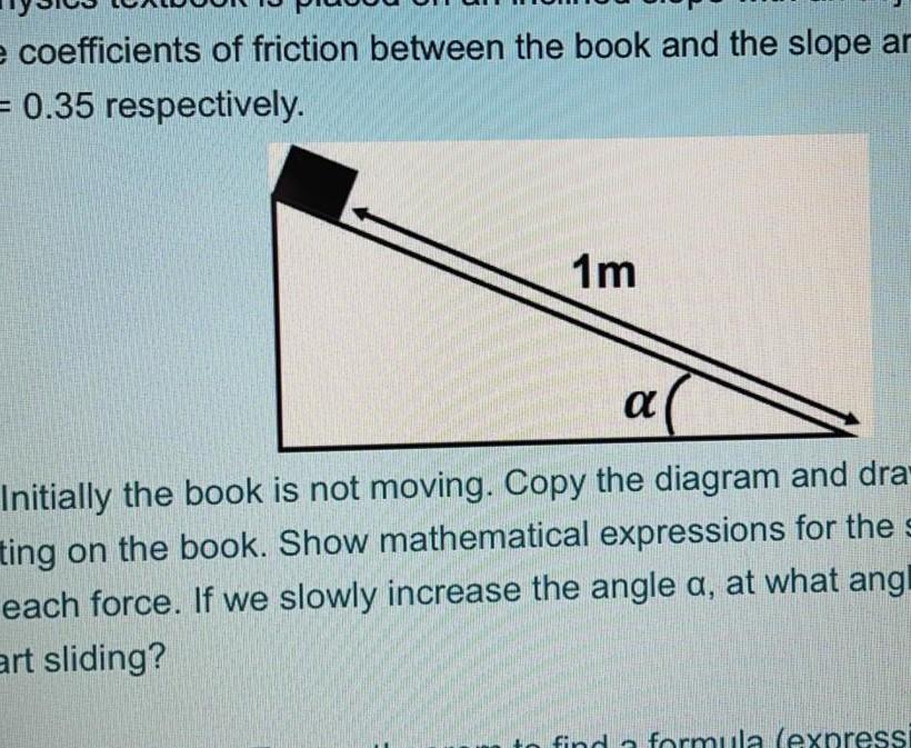 Solved e coefficients of friction between the book and the | Chegg.com