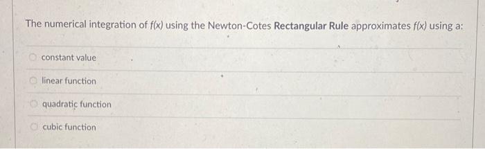 Solved The numerical integration of f(x) using the | Chegg.com