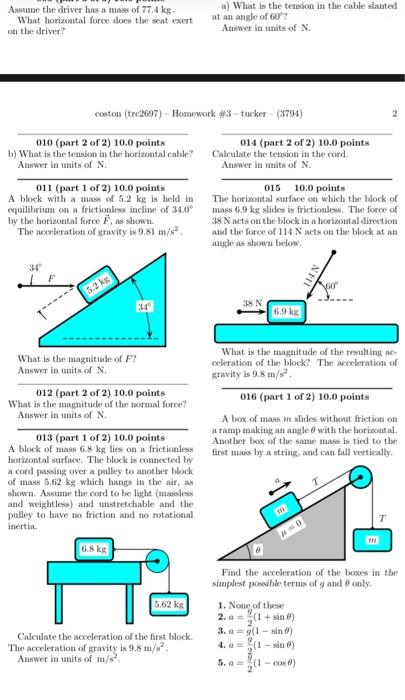 Solved 29° 640 N coston (trc2697) - Homework #3 - tucker - | Chegg.com