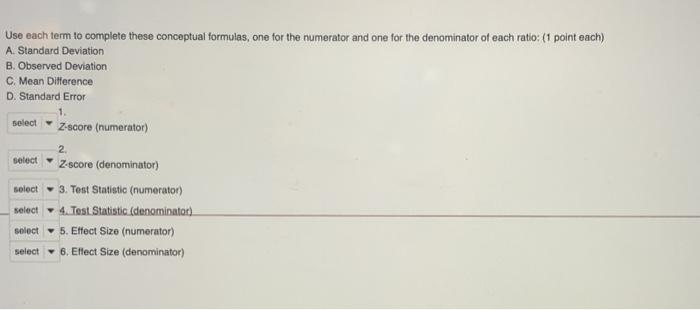 Solved Use each term to complete these conceptual formulas, | Chegg.com