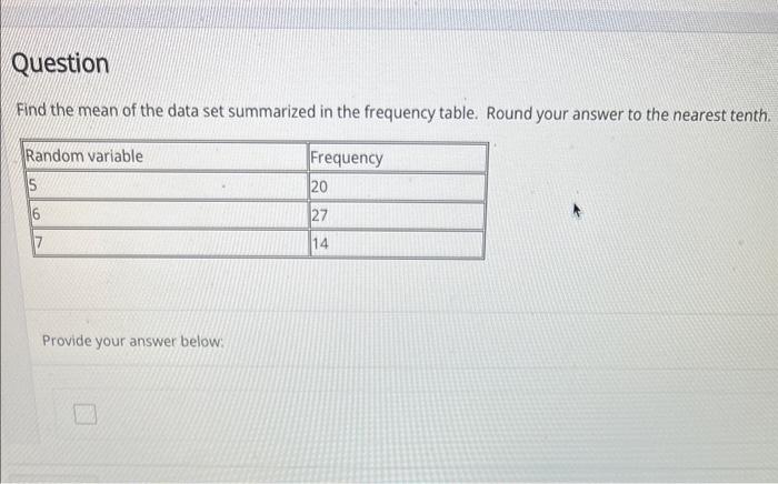 Solved Find the mean of the data set summarized in the | Chegg.com