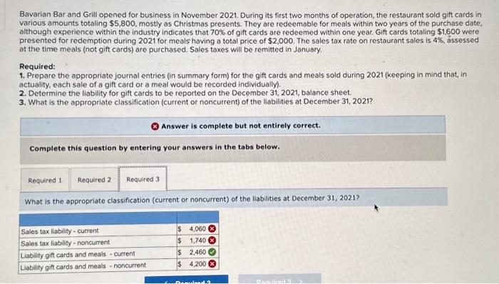 Solved Bavarian Bar and Grill opened for business in | Chegg.com