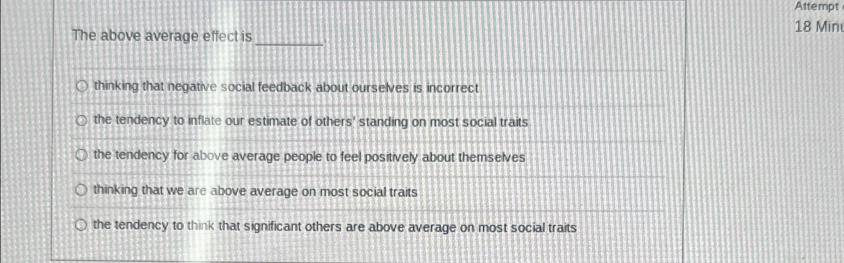 Solved The above average effect isthinking that negative | Chegg.com