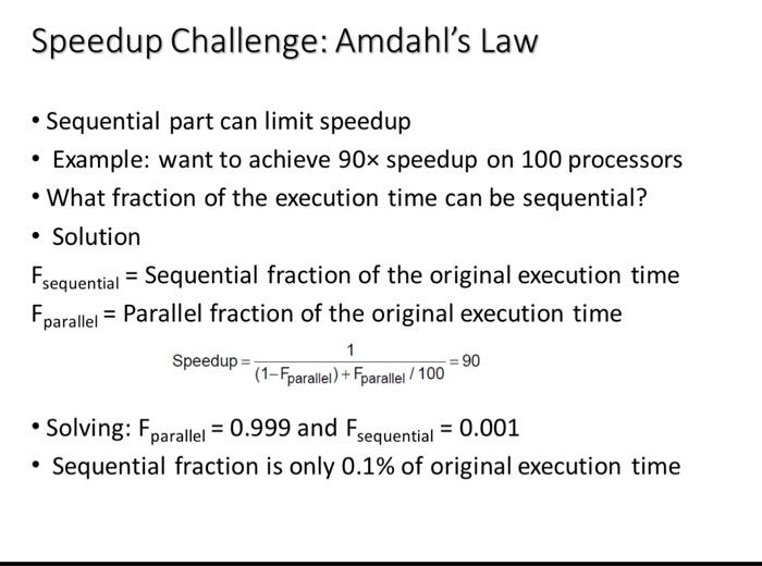 Solved Amdhal law what the formul the used to get the answer | Chegg.com