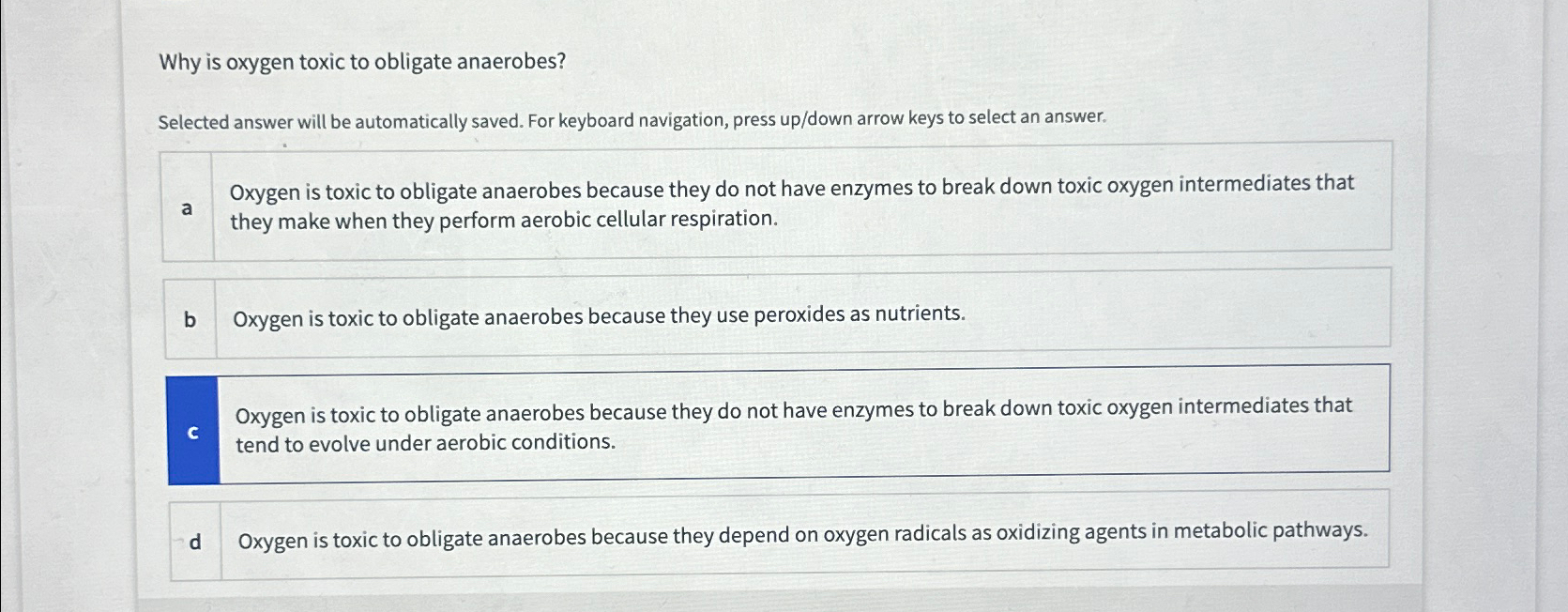 Solved Why is oxygen toxic to obligate anaerobes?Selected | Chegg.com