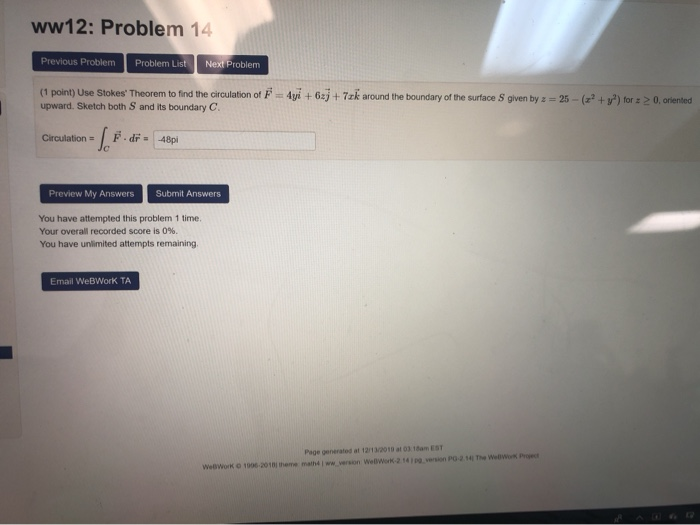 Solved ww12: Problem 14 Previous Problem Problem List Next | Chegg.com