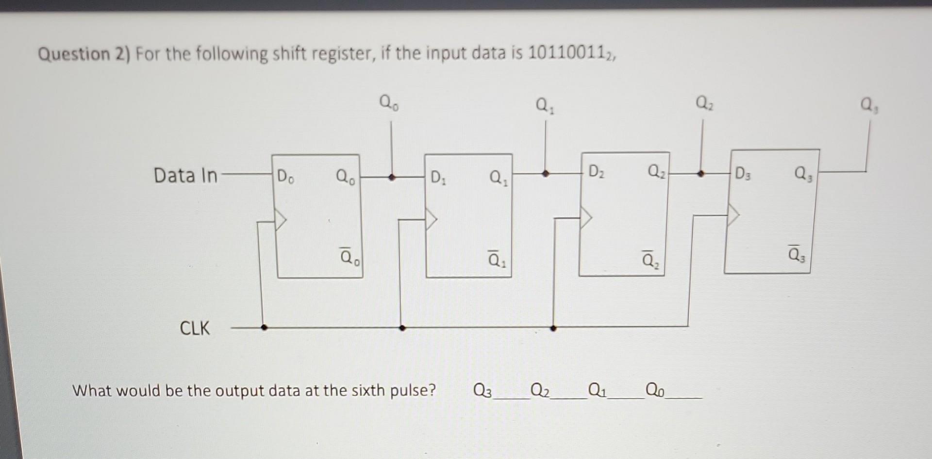 Solved Question 2) For the following shift register, if the | Chegg.com