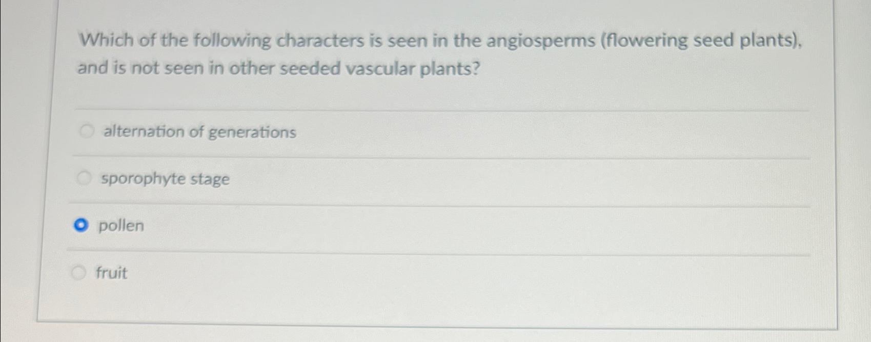 Solved Which of the following characters is seen in the | Chegg.com