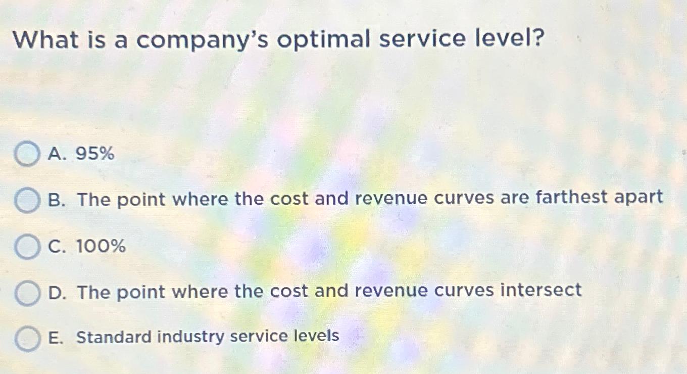 Solved What is a company's optimal service level?A. 95%B. | Chegg.com