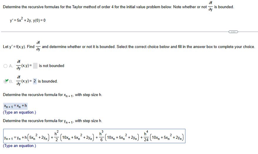 Solved Determine the recursive formulas for the Taylor | Chegg.com