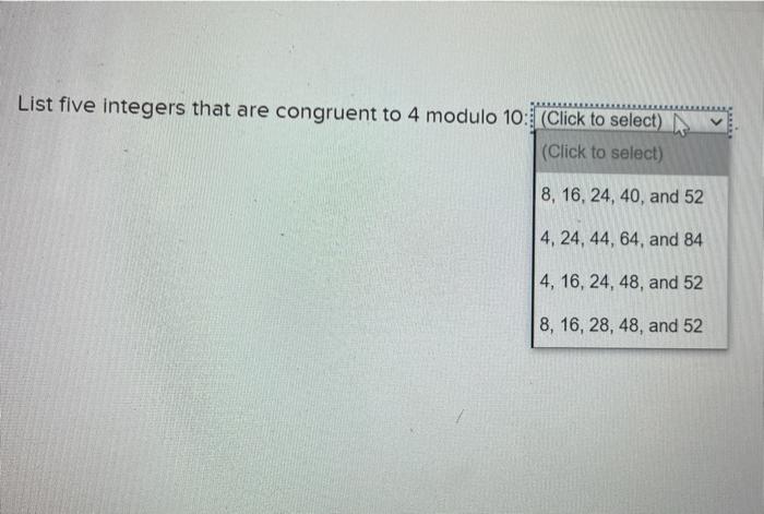 Solved 140 mod 7 = List five integers that are congruent | Chegg.com