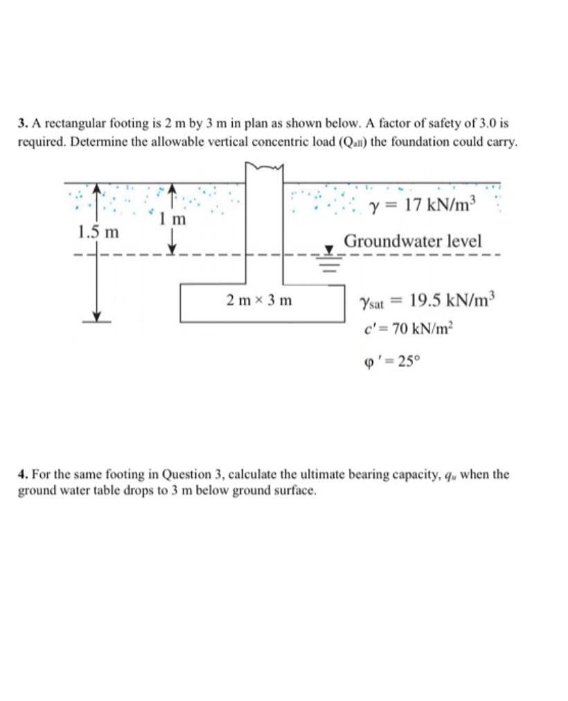 3. A rectangular footing is 2 m by 3 m in plan as | Chegg.com