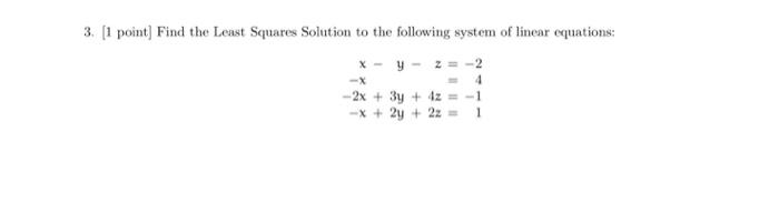 Solved 3. [1 point] Find the Least Squares Solution to the | Chegg.com