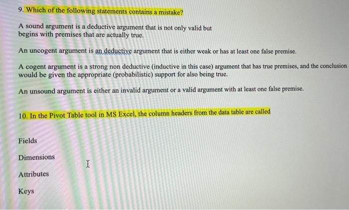 Solved 9. Which of the following statements contains a | Chegg.com