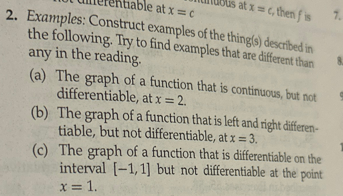 Solved Examples: Construct examples of the thing(s) | Chegg.com