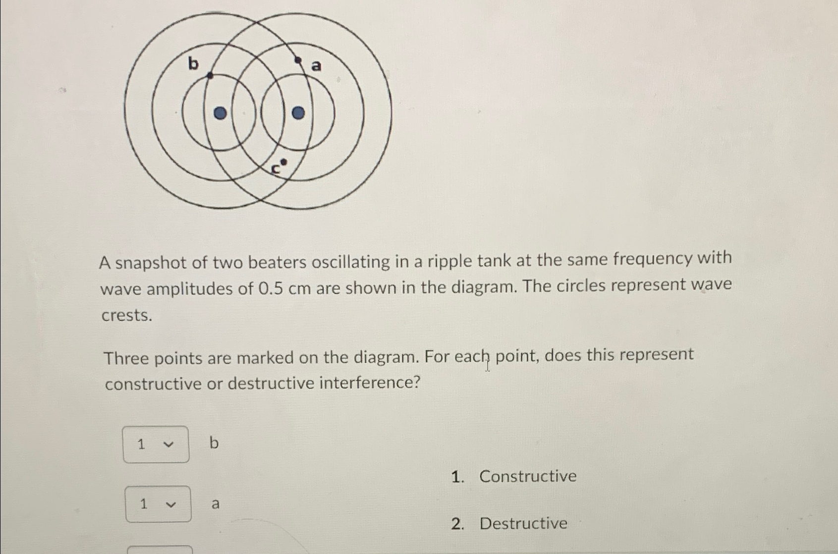 Solved A snapshot of two beaters oscillating in a ripple | Chegg.com