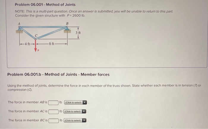 Solved Problem 06.001 - Method of Joints NOTE: This is a | Chegg.com