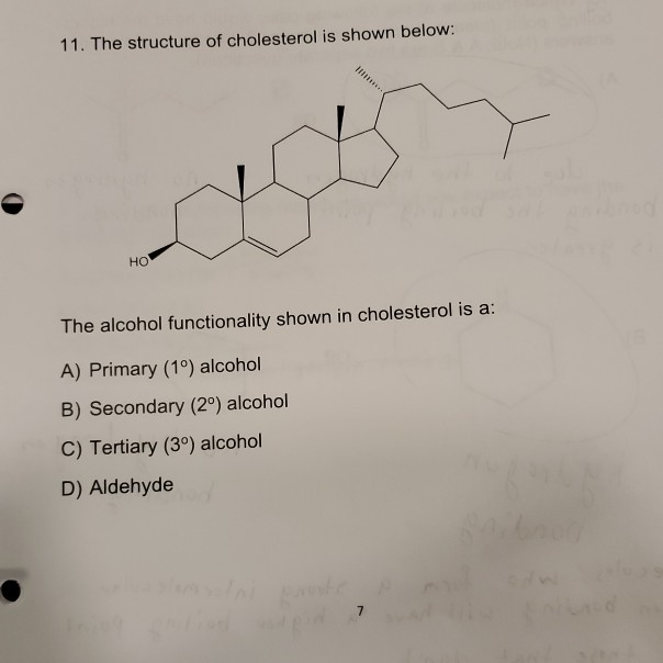Solved 11. The structure of cholesterol is shown below: HO | Chegg.com