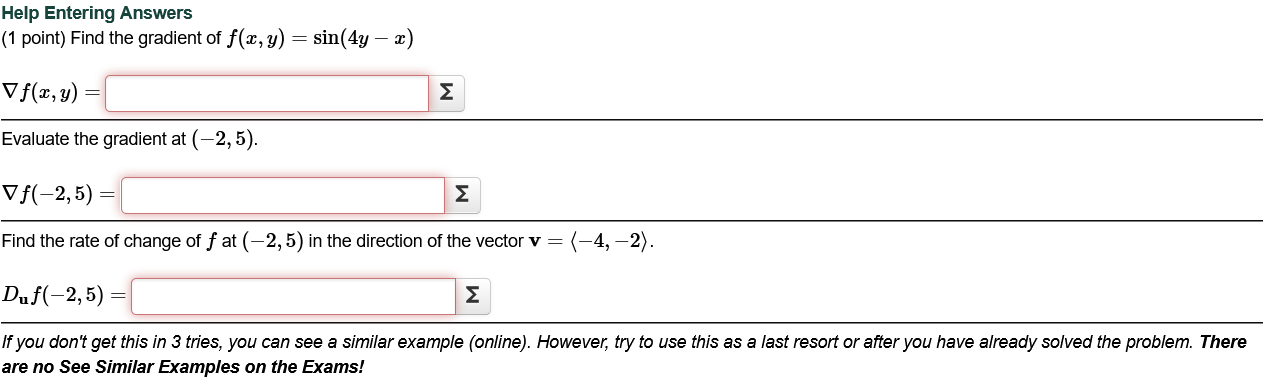 Solved Help Entering Answers(1 ﻿point) ﻿Find the gradient of | Chegg.com