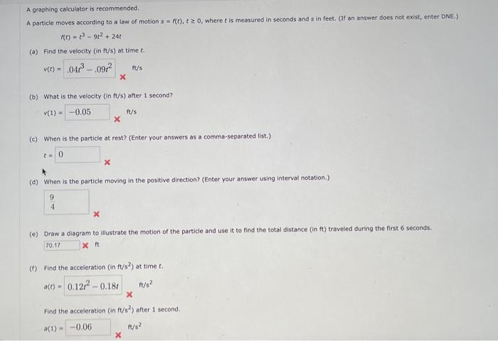 Solved A graphing calculator is recommended. A particle | Chegg.com