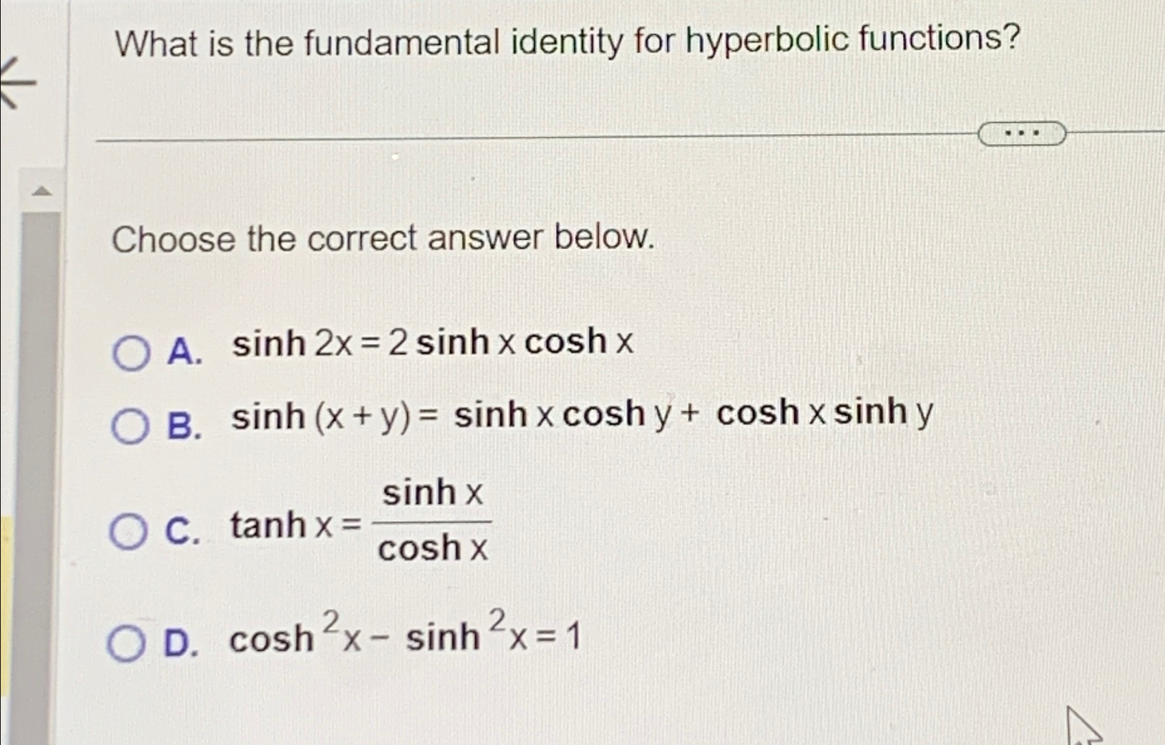 Solved What is the fundamental identity for hyperbolic | Chegg.com