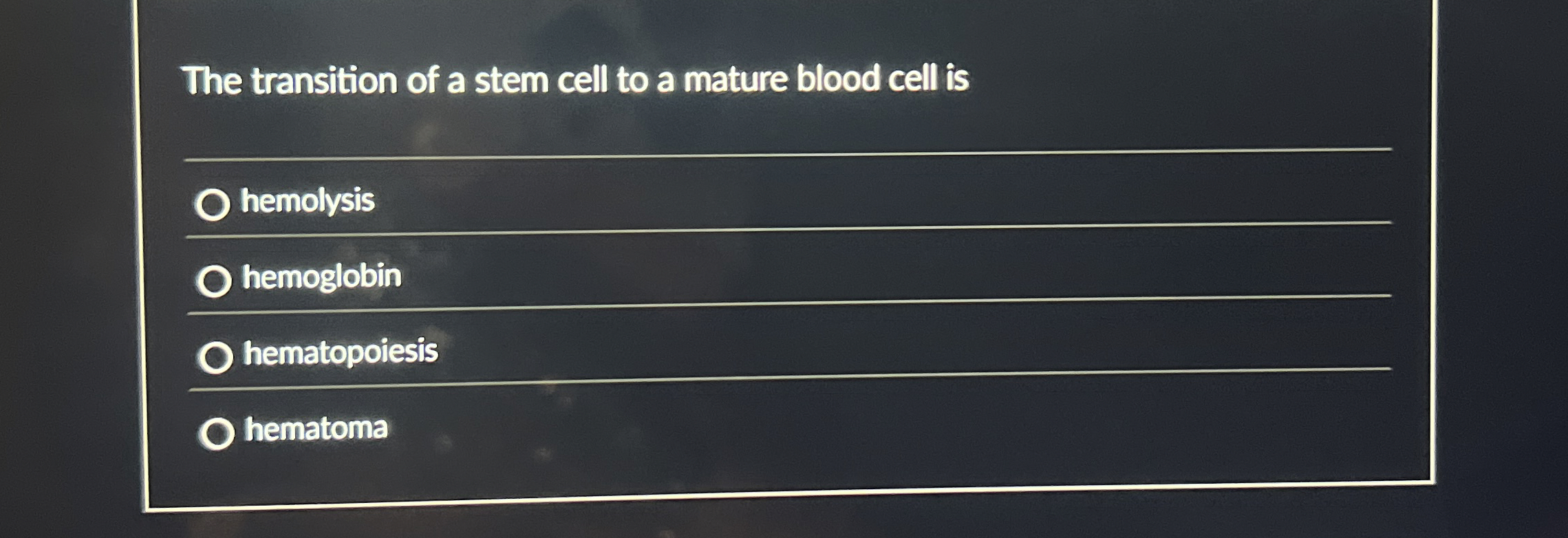 Solved The transition of a stem cell to a mature blood cell | Chegg.com