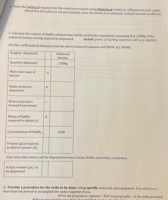 2. Write the balanced equation for the reduction | Chegg.com