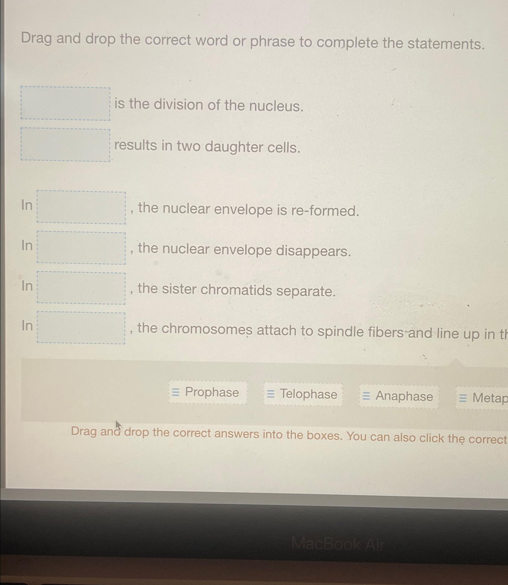 Solved Drag and drop the correct word or phrase to complete | Chegg.com
