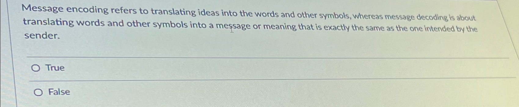 Solved Message encoding refers to translating ideas into the | Chegg.com