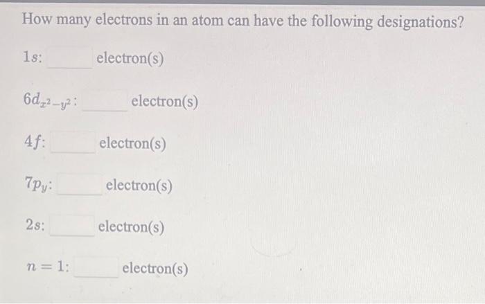 Solved How many electrons in an atom can have the following | Chegg.com