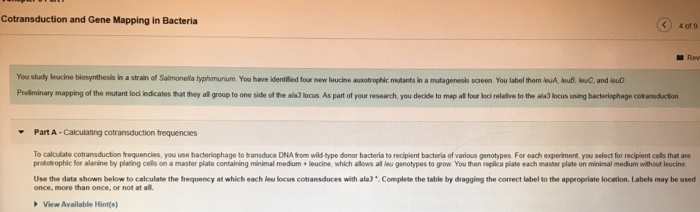 Solved Cotransduction and Gene Mapping in Bacteria You study | Chegg.com