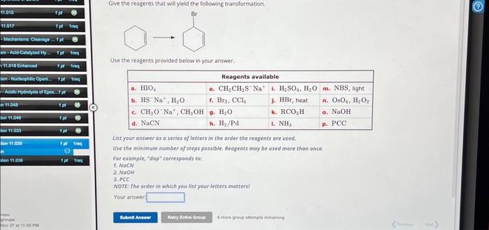 Solved Give the reagents that will yield the following | Chegg.com