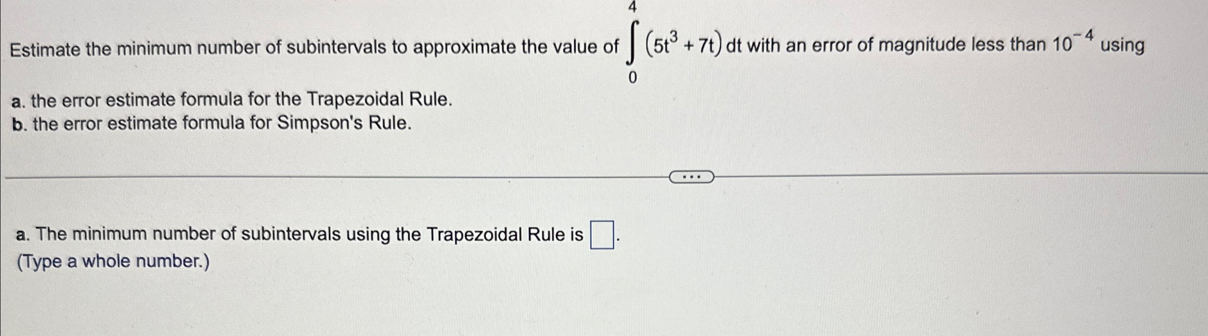 Solved Estimate the minimum number of subintervals to | Chegg.com
