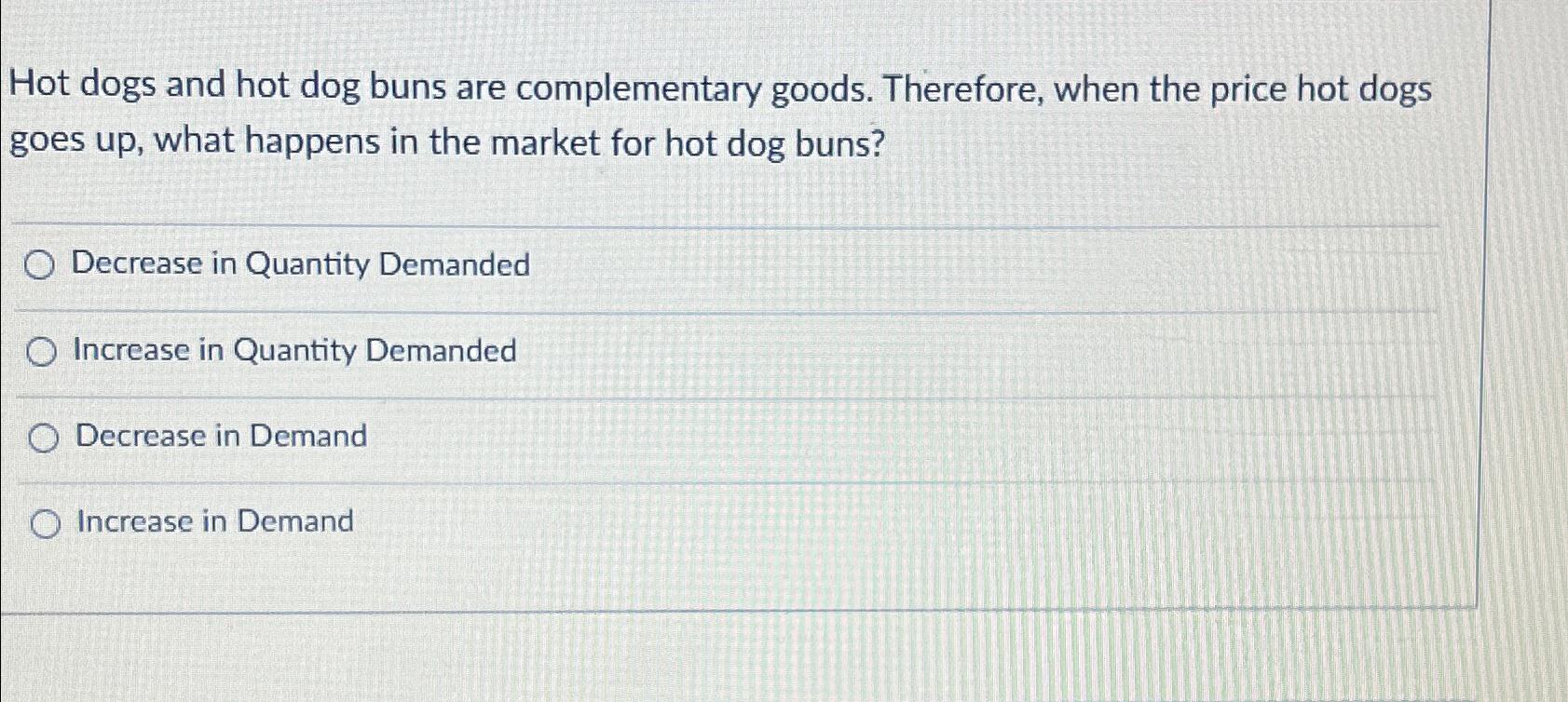 Solved Hot dogs and hot dog buns are complementary goods. | Chegg.com