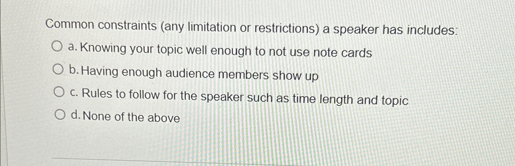 Solved Common constraints (any limitation or restrictions) | Chegg.com