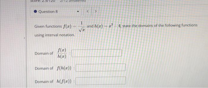 Solved Given functions f(x)=x1 and h(x)=x2−4, state the | Chegg.com