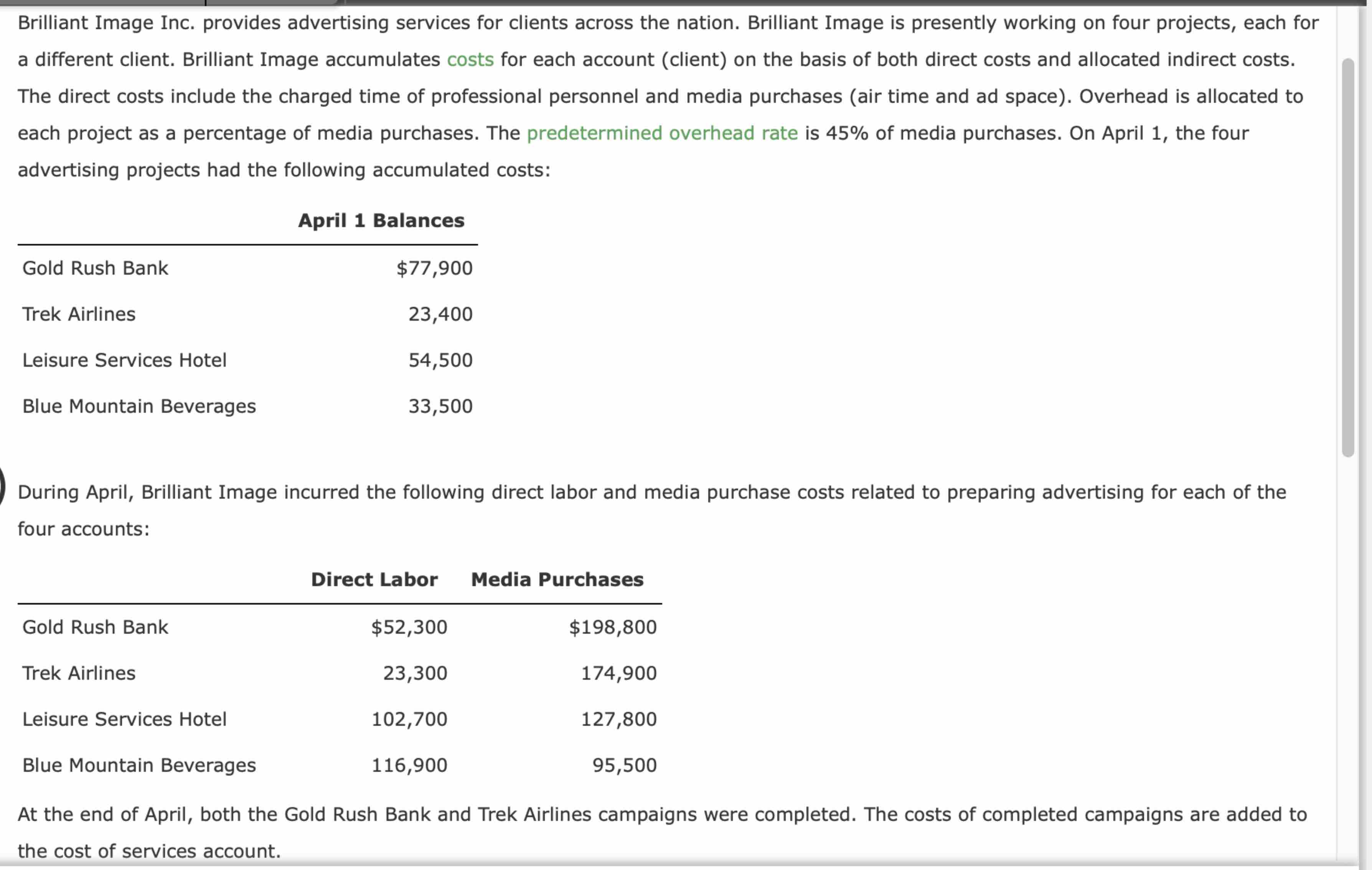 Solved Brilliant Image Inc. provides advertising services | Chegg.com
