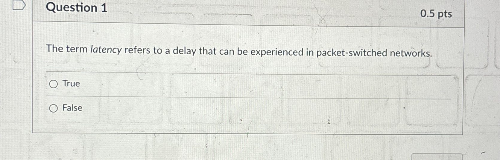 Solved Question 10.5ptsThe term latency refers to a delay | Chegg.com