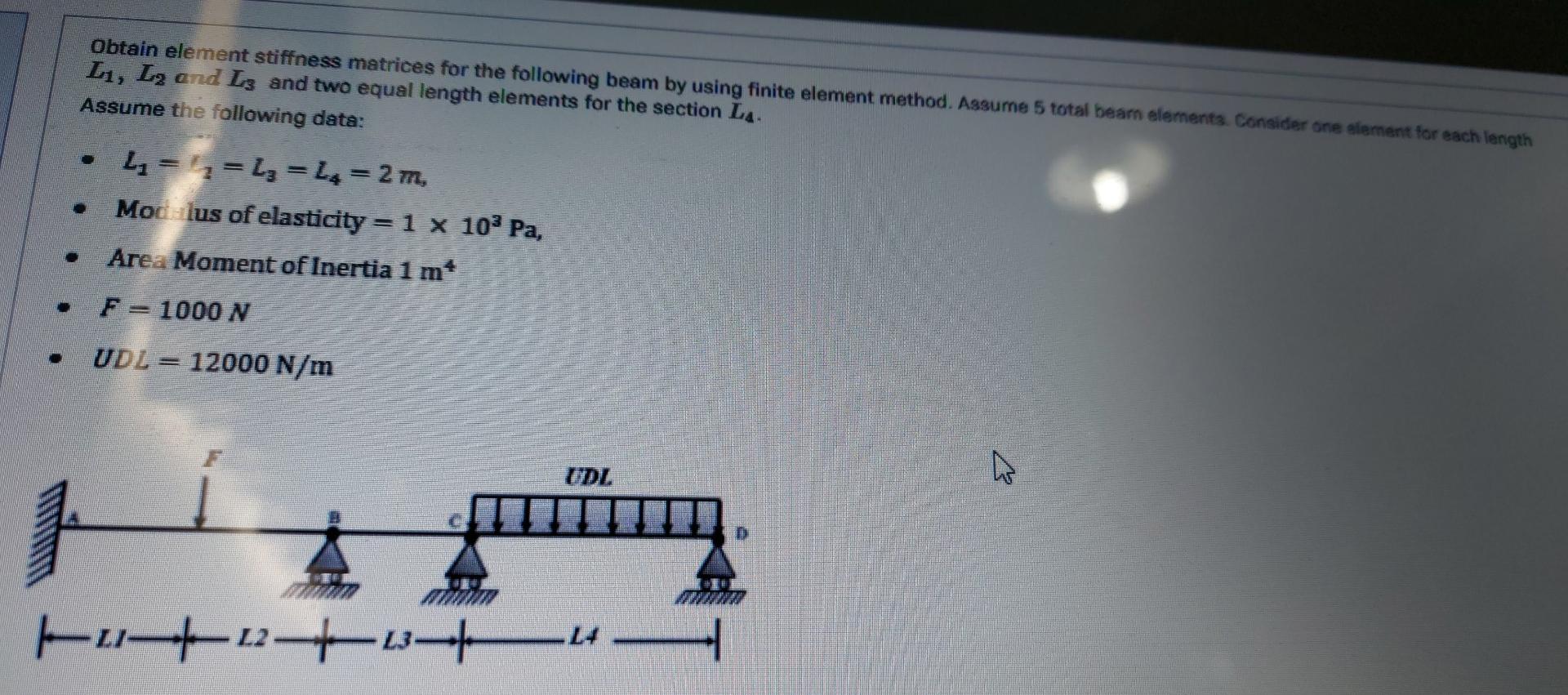Solved Obtain element stiffness matrices for the following | Chegg.com
