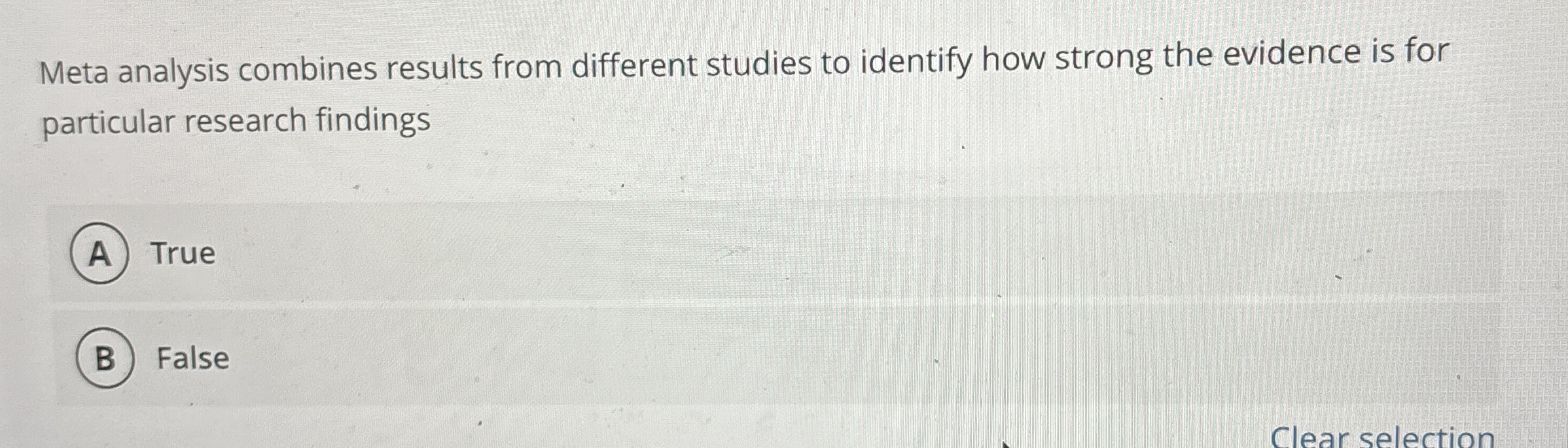 Solved Meta analysis combines results from different studies | Chegg.com